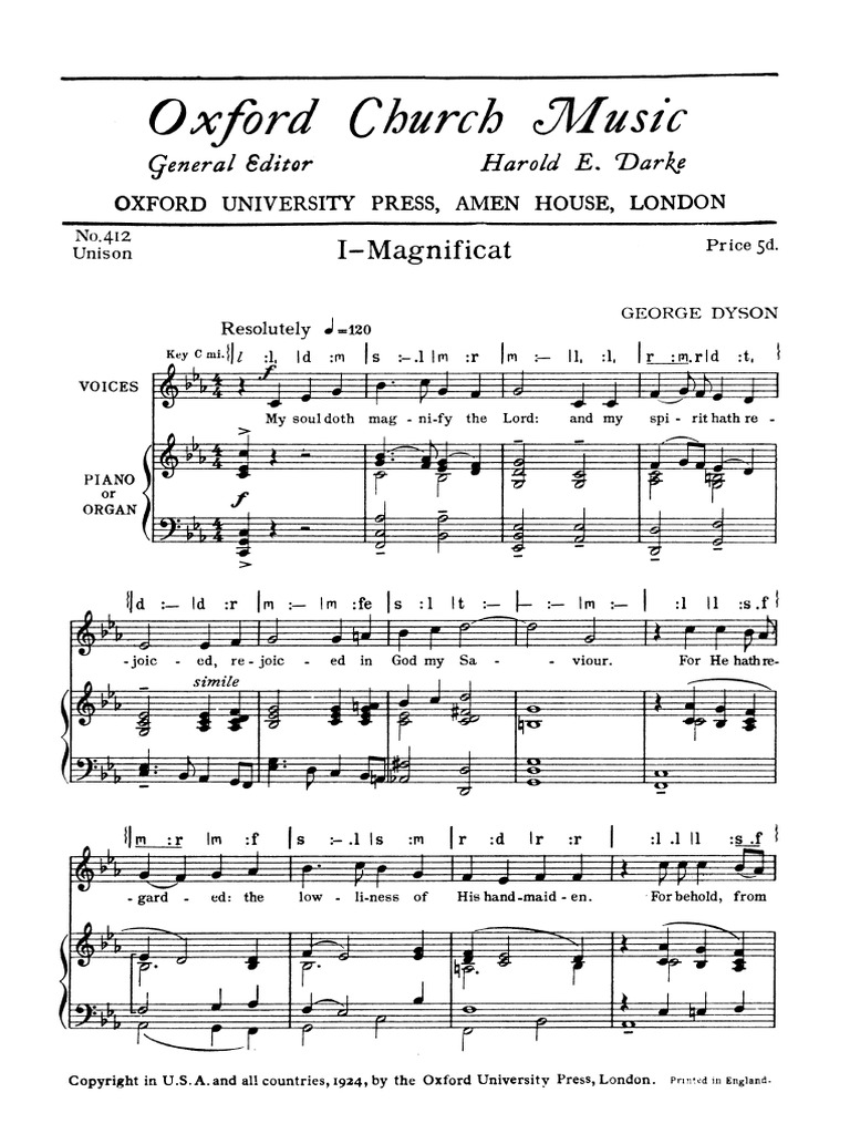 George Dyson, Magnificat in C Minor and Nunc Dimittis | PDF
