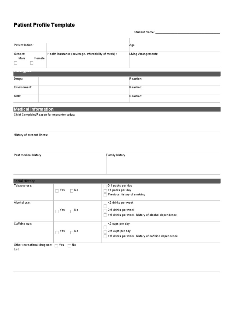 Appendix 10 Patient Profile Template | PDF | Health Sciences | Diseases ...