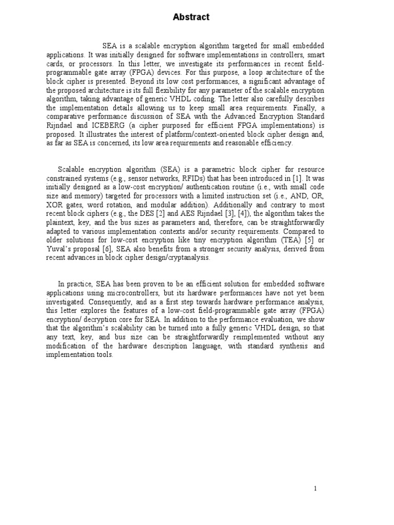 Scalable Encryption Algorithm Pdf Pdf Hardware Description Language Vhdl