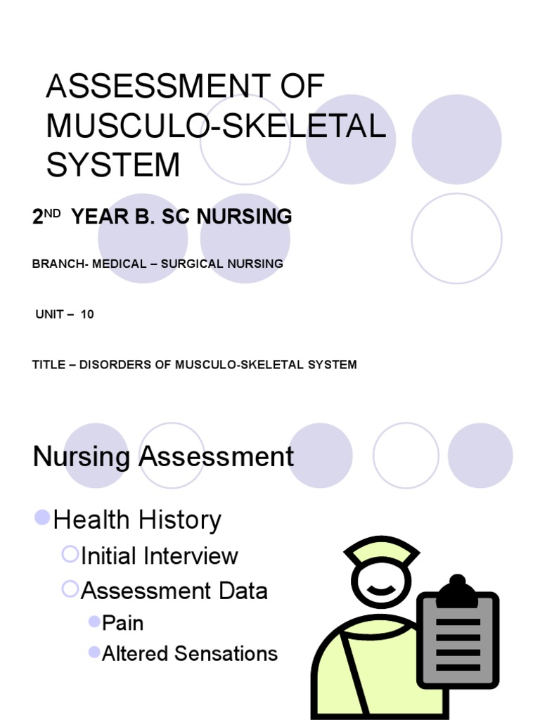 Assessment of Musculo-Skeletal System: 2 Year B. SC Nursing | PDF ...