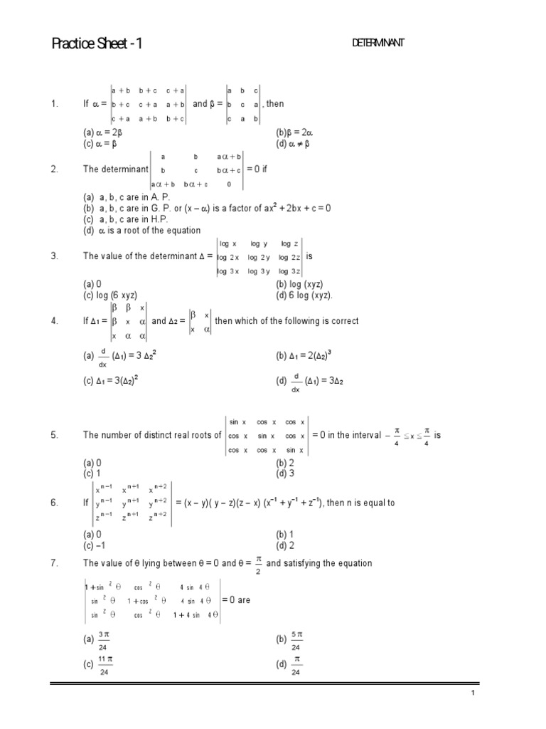 Determinant Practice Exercises | PDF | Teaching Methods & Materials