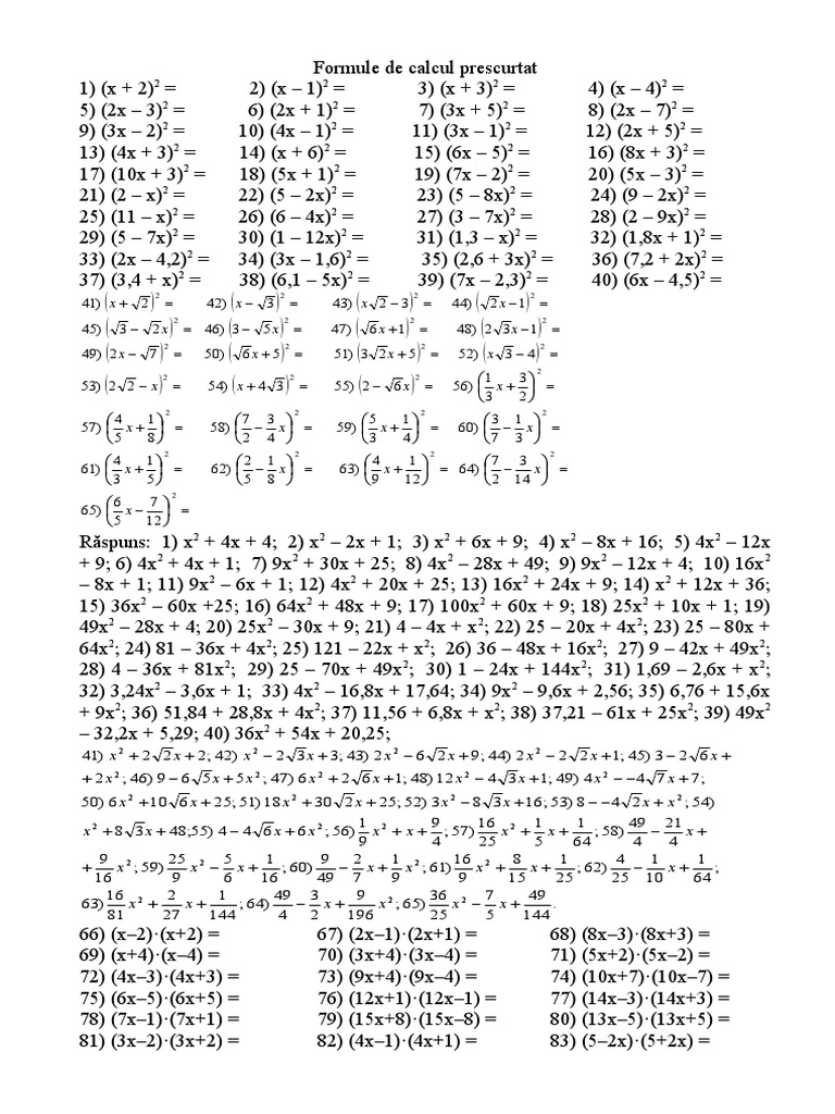1 Formule de Calcul Prescurtat | PDF