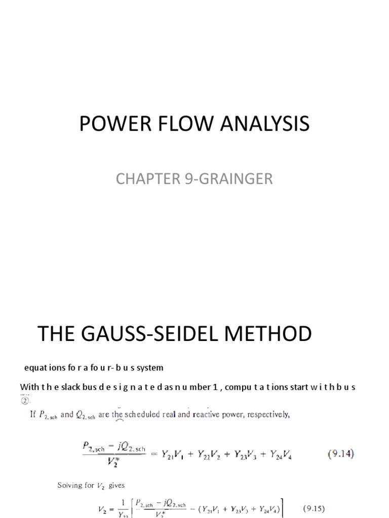 Power Flow Analysis: Chapter 9-Grainger | PDF
