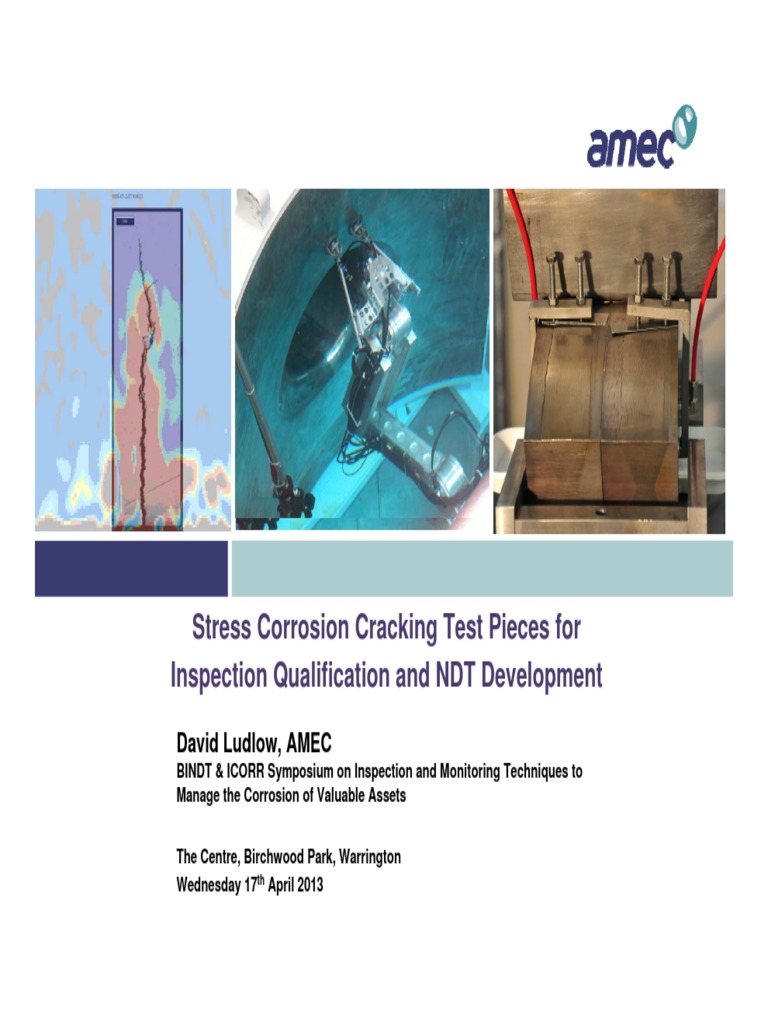 Stress Corrosion Cracking Test Pieces For Inspection Qualification and ...