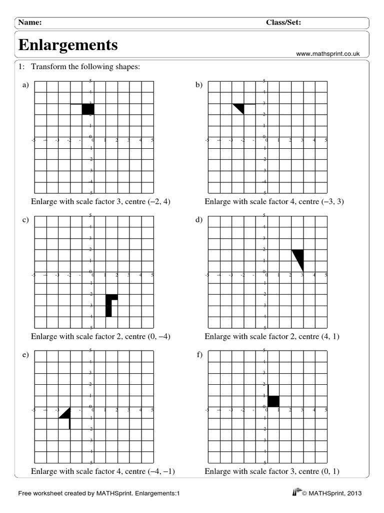 Math Enlargement Worksheets | PDF | Teaching Mathematics