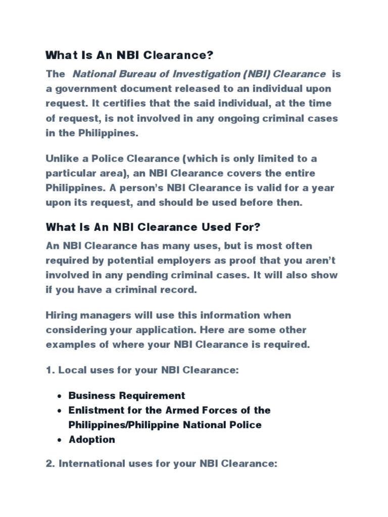 What Is An NBI Clearance? | PDF | Identity Document | Clothing