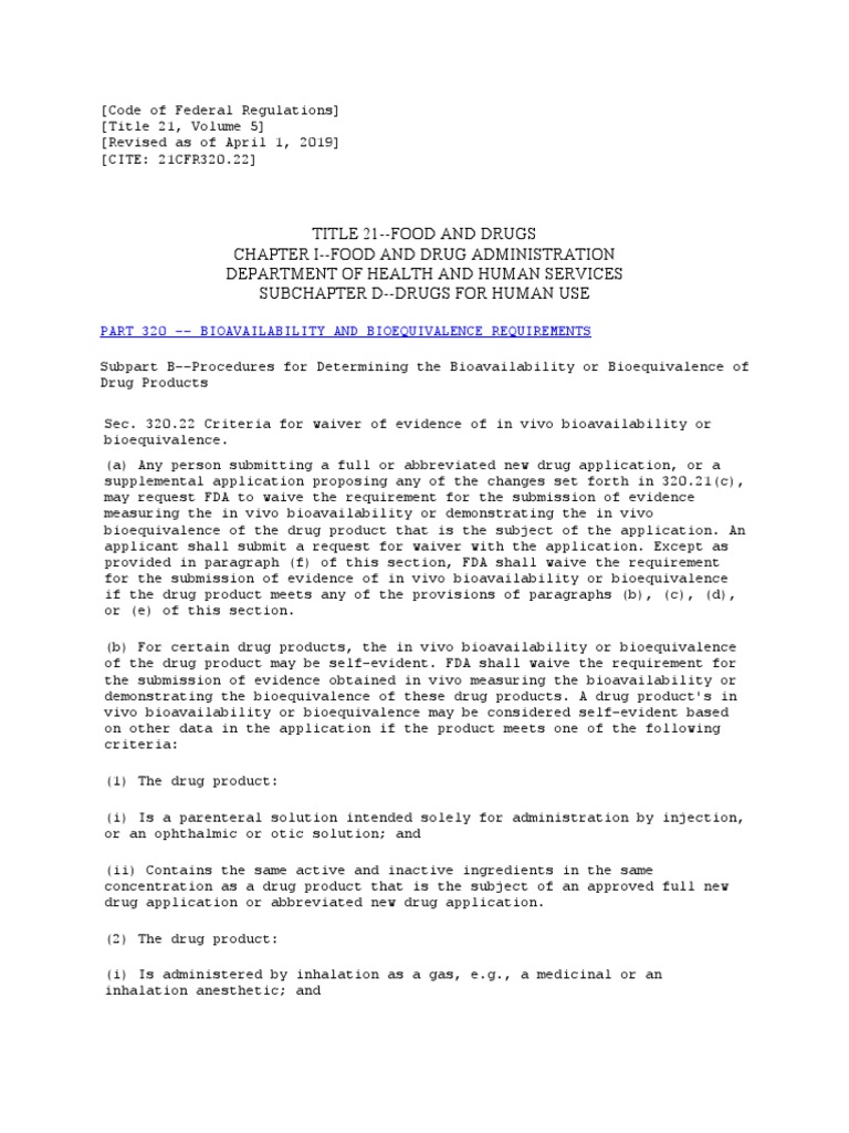 Title 21 - Food and Drugs Chapter I - Food and Drug Administration ...