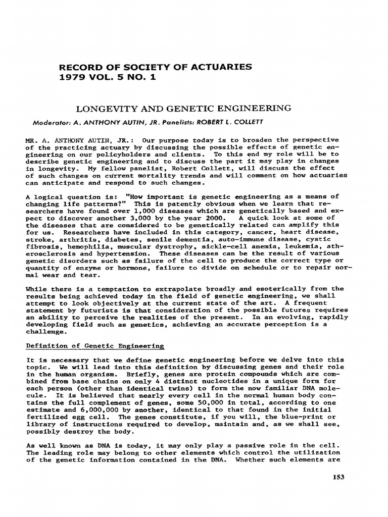 Longevity and Genetic Engineering | PDF | Life Expectancy | Gene