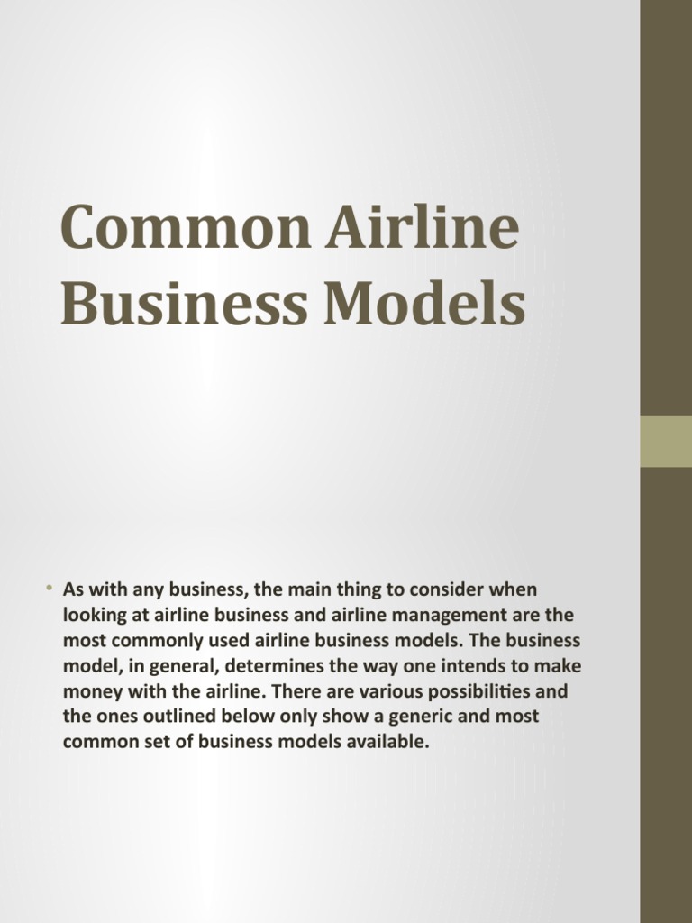Common Airline Business Models | PDF | Low Cost Carrier | Airlines