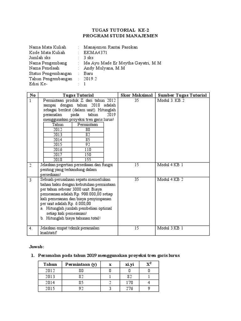 Tugas 2 Manajemen Rantai Pasokan | PDF