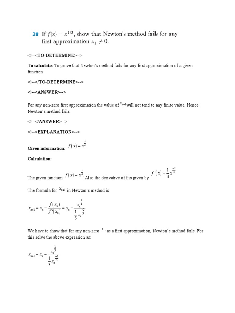 To Calculate: To Prove That Newton's Method Fails For Any First ...