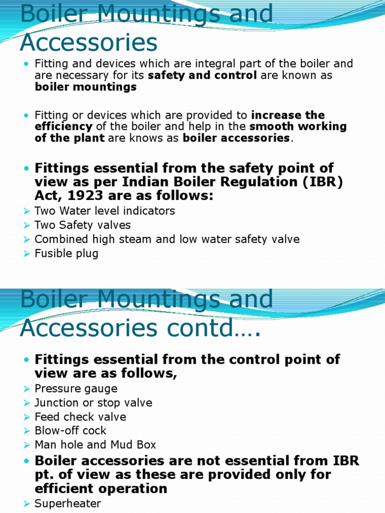 Boiler Mountings and Accessories1 | PDF | Boiler | Steam
