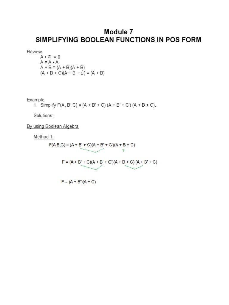 Simplifying Bolean Functions in POS Form | PDF | Mathematical Analysis ...