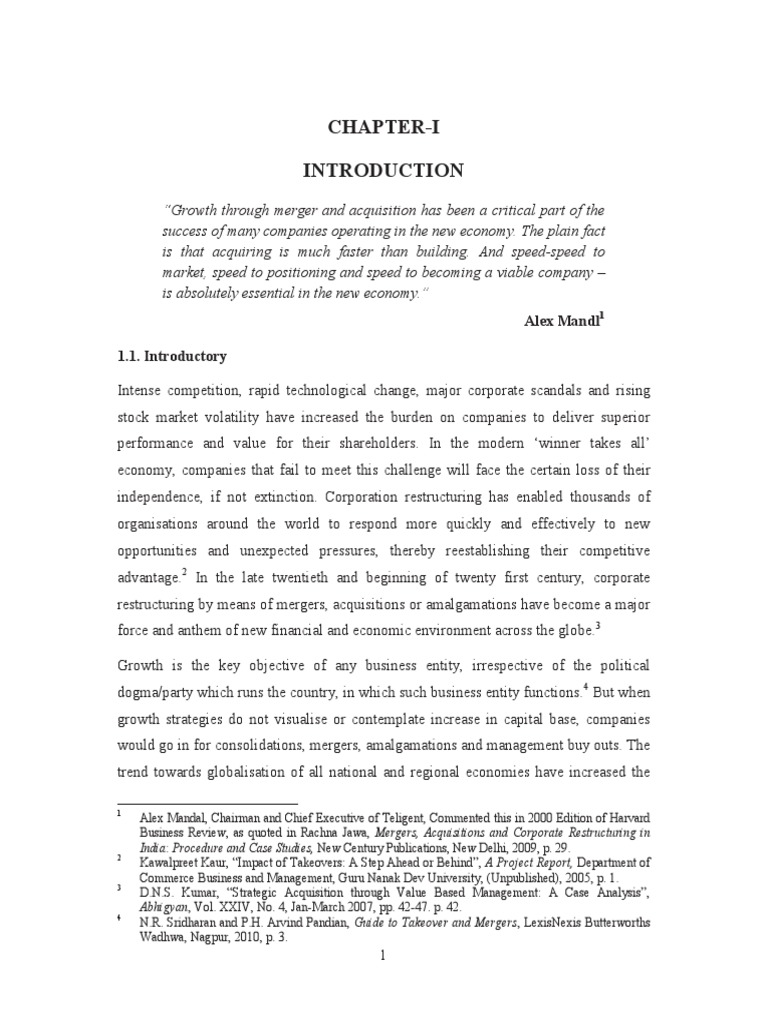 Chapter-I: Alex Mandl 1.1. Introductory | PDF | Takeover | Mergers And ...
