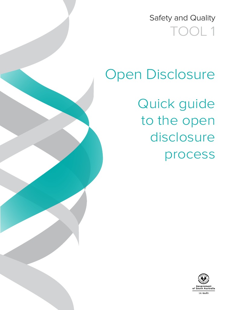 TOOL 1 Quick Guide Open Disclosure WEB | PDF | Caregiver | Patient