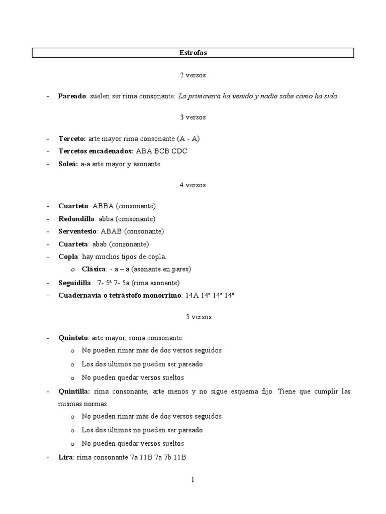 Estrofas | PDF | Rima | Sonetos