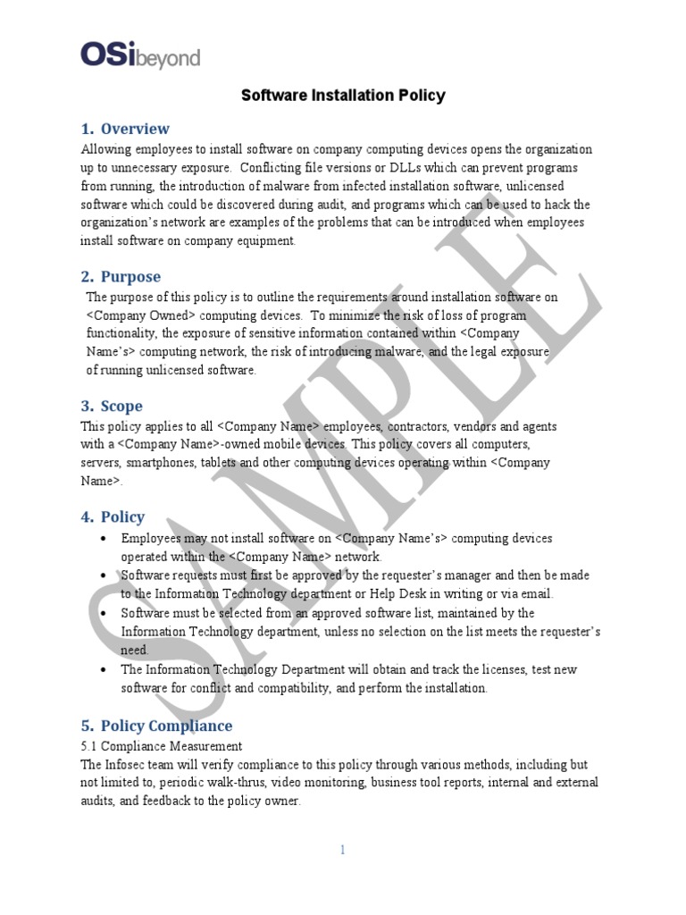 Overview: Software Installation Policy | PDF | Information Security ...