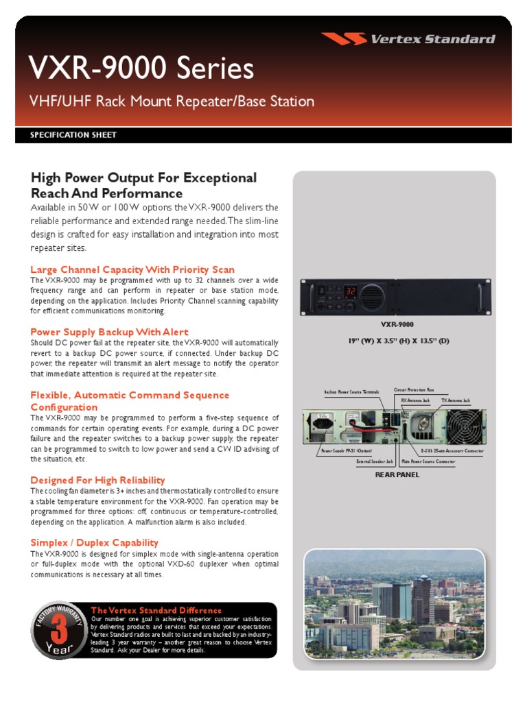 VXR-9000 Series: VHF/UHF Rack Mount Repeater/Base Station | PDF | Power ...