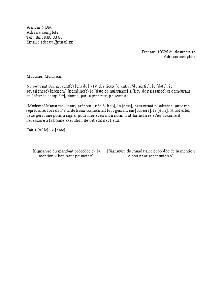 Comment donner procuration pour un état des lieux – procuration pour état des lieux – BHBY
