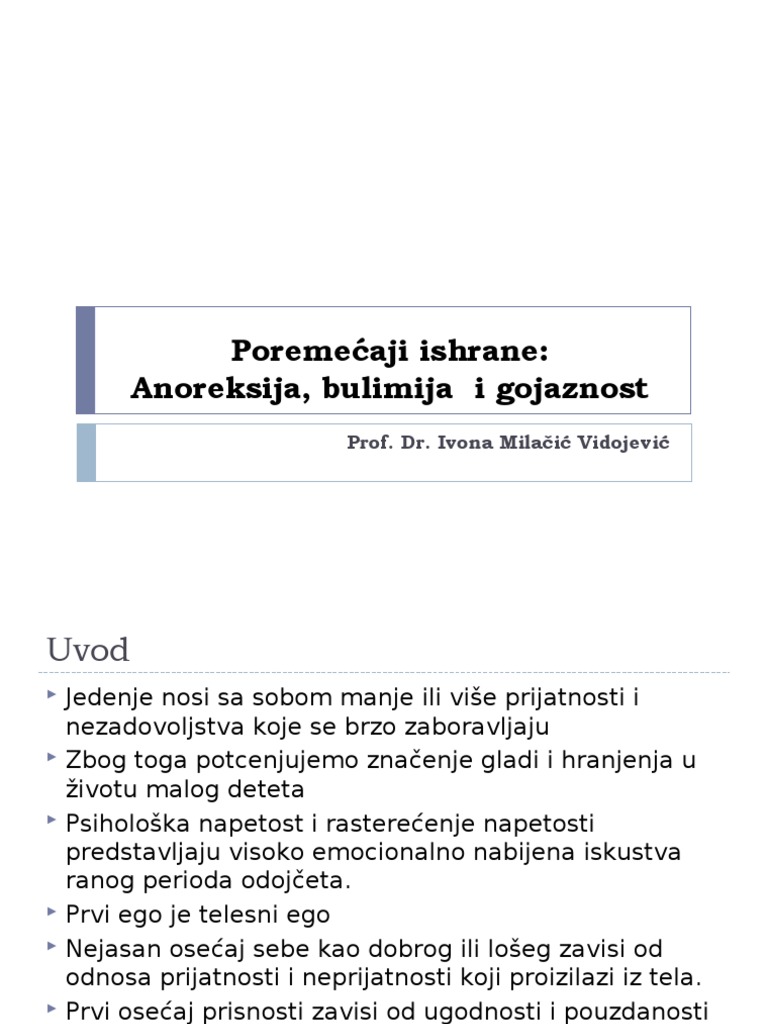 Psihopatoloski Fenomeni I Rizici U Adolescentnom Dobu Bulimija I Anoreksija | PDF
