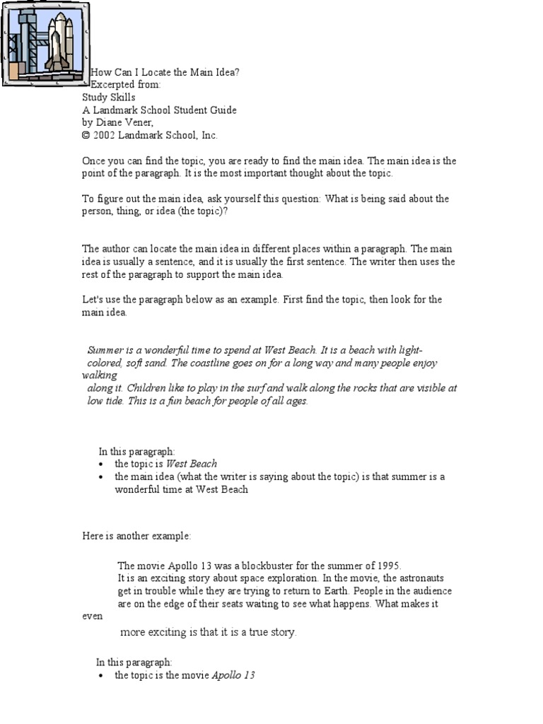 How Can I Locate The Main Idea | PDF | Bathing | Hearing Loss