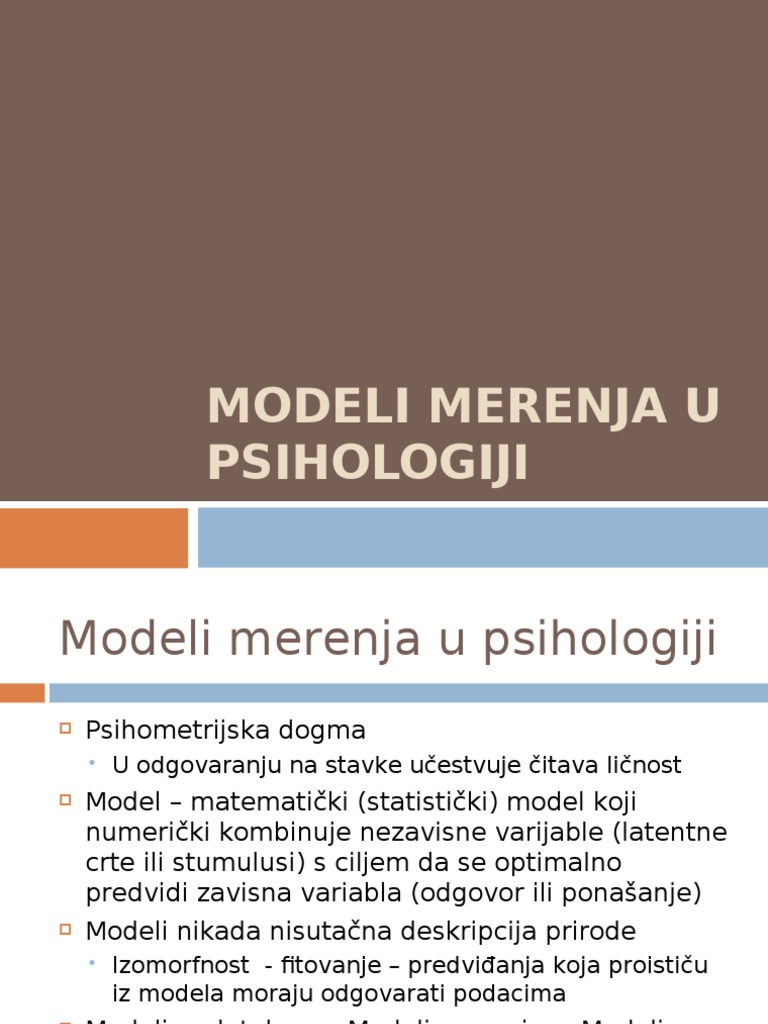Modeli Merenja U Psihologiji (DRUGA LEKCIJA) | PDF