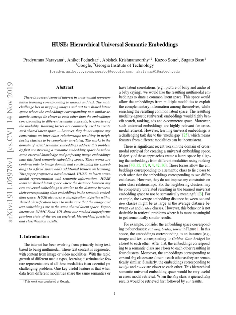 Hierarchical Universal Semantic Embeddings: A Novel Method to Learn Cross-Modal Representations ...