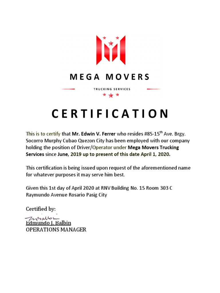 Certification: Certify | PDF