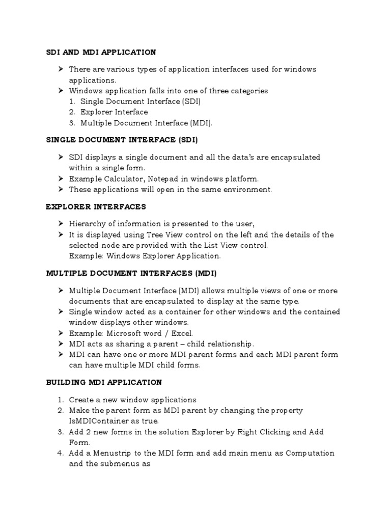 Sdi and Mdi Application | PDF | Dialog Box | Application Software