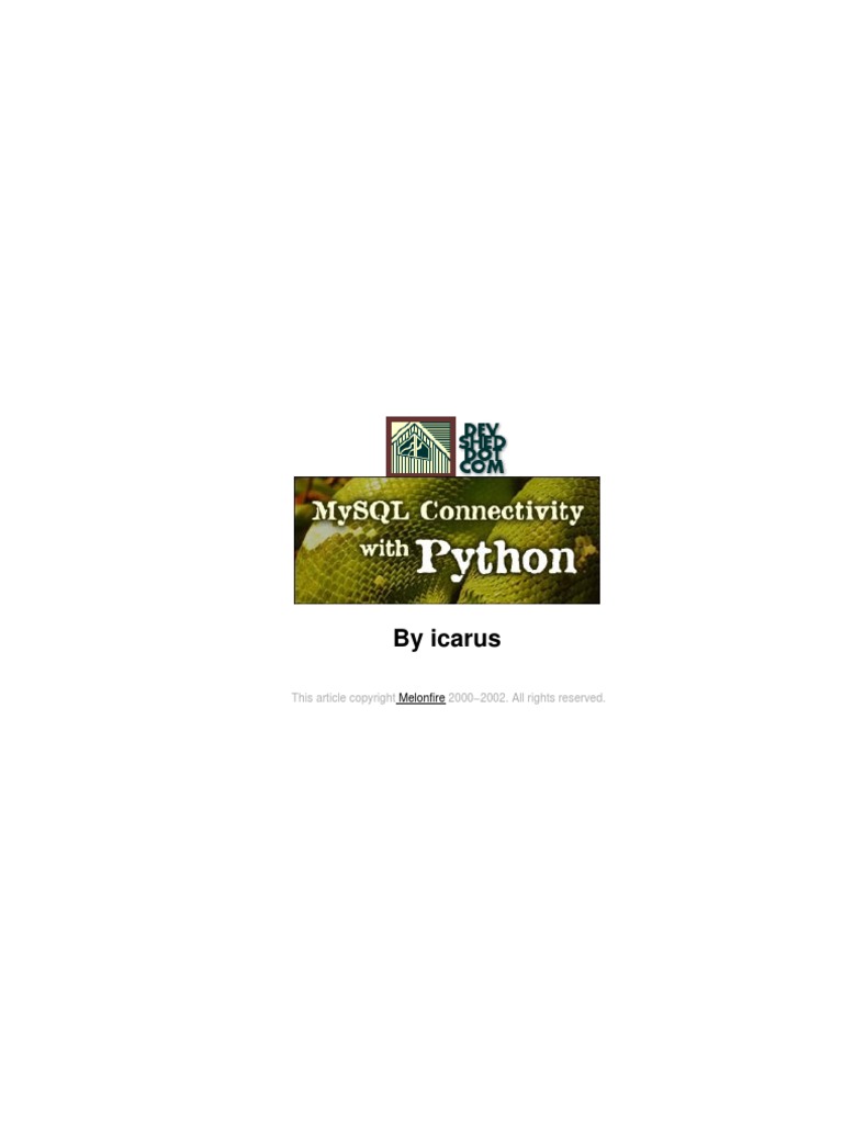 Server Side - Python - MySQL Connectivity With Python | PDF | My Sql ...