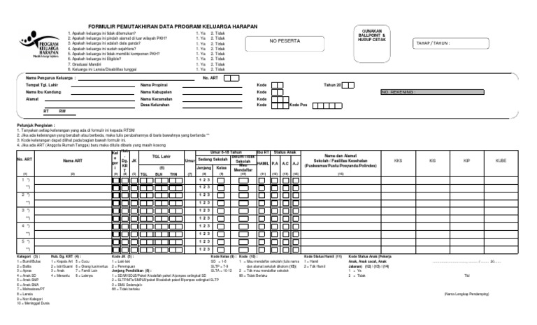 Formulir Pemutakhiran Data PKH | PDF