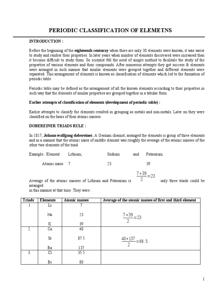 Periodic Classification of Elements-10282920199034123 | PDF | Periodic ...