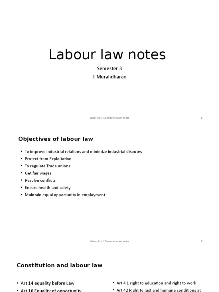Osmania University LLB Semester Exam Notes Labour Law I Ver 3 | PDF ...
