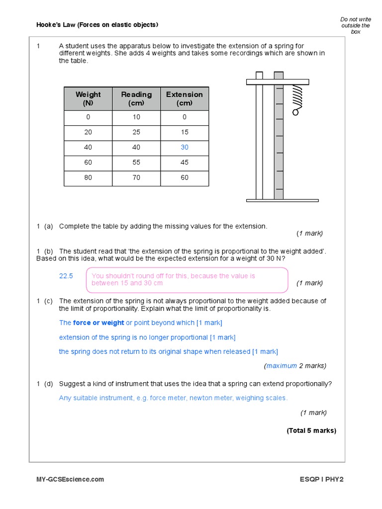 Forces - P2 Hookes Law ANS (2) .137954236 | Download Free PDF | Weight ...