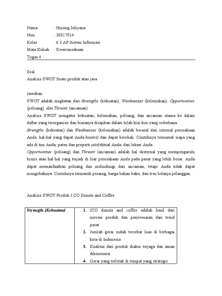 Analisis Swot J.Co | PDF