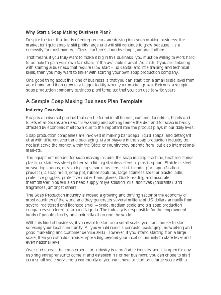 Why Start A Soap Making Business Plan? | PDF | Brand | Point Of Sale