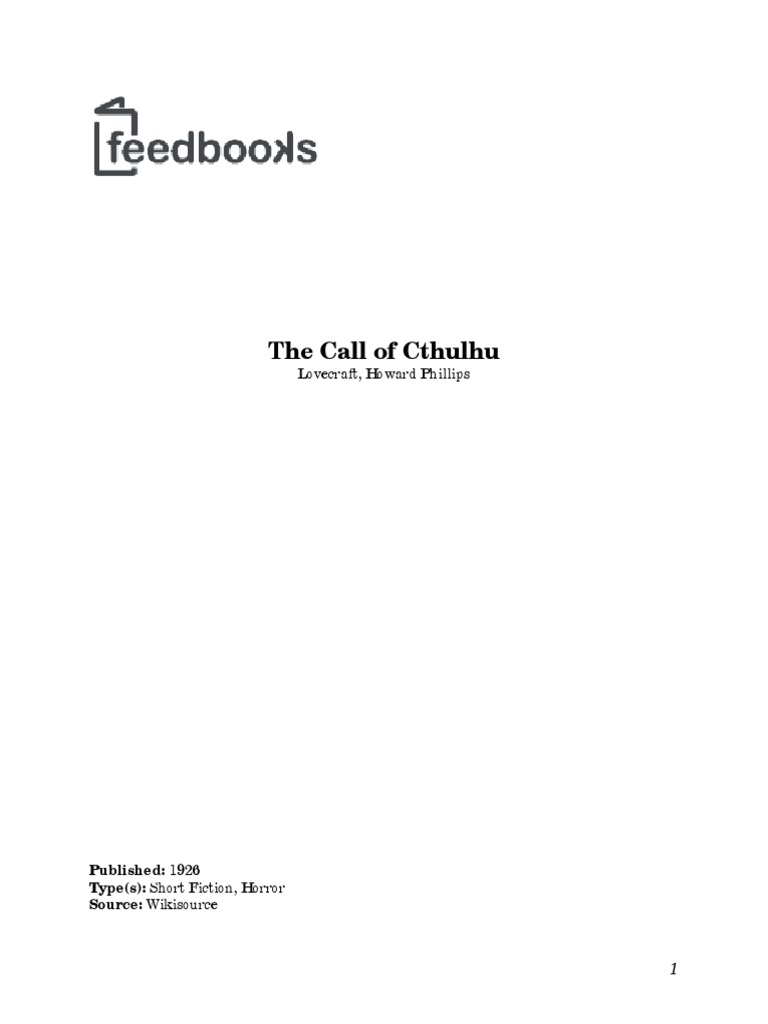 The Call of Cthulhu | PDF | H. P. Lovecraft | Cthulhu Mythos