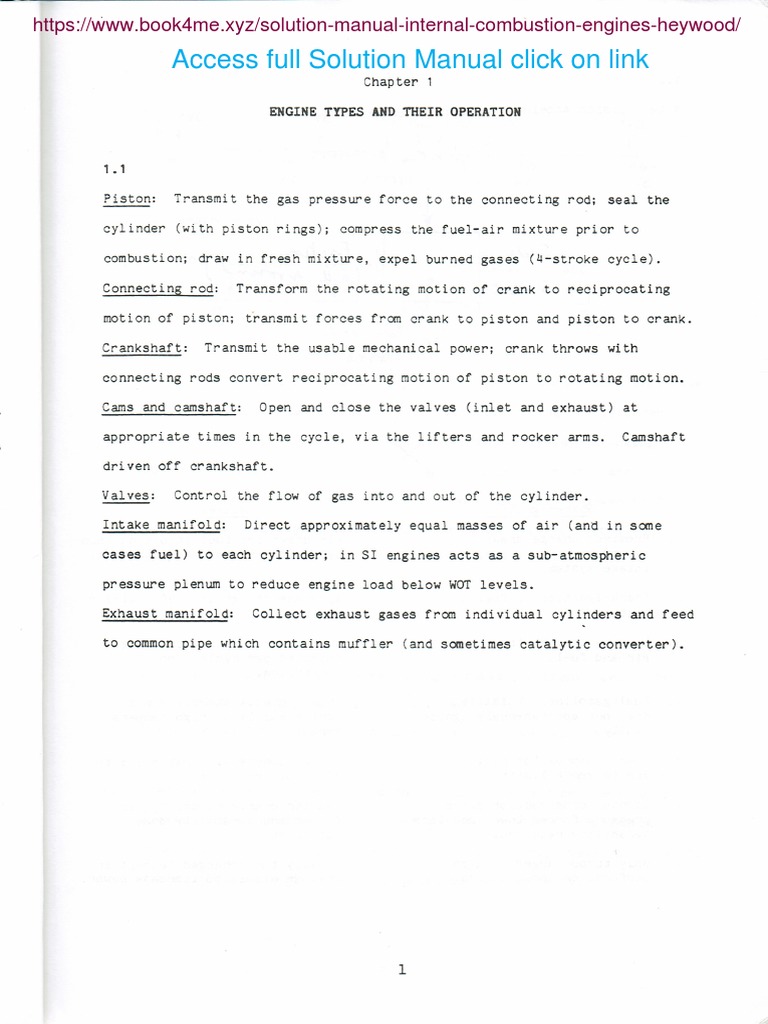 Solution Manual For Internal Combustion Engines Fundamentals - John B ...