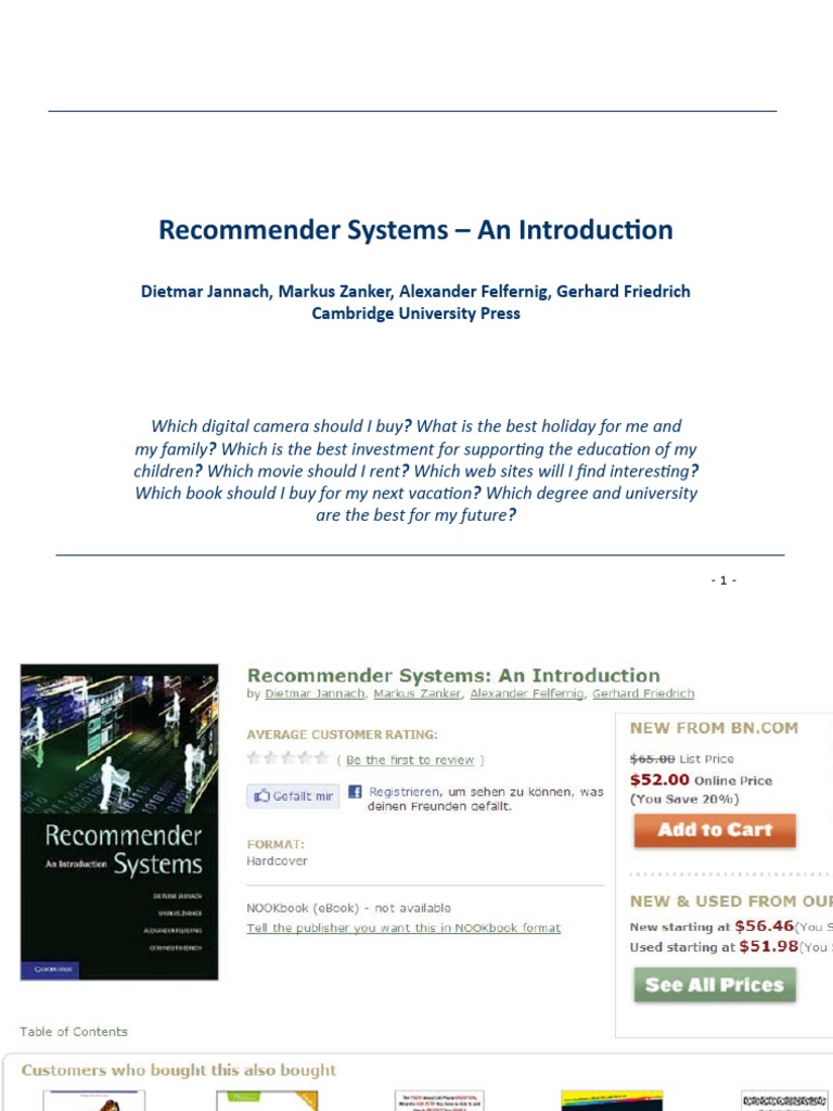 Recommendation Systems Explained: An Introduction to the Key Concepts, Paradigms and Evaluation ...