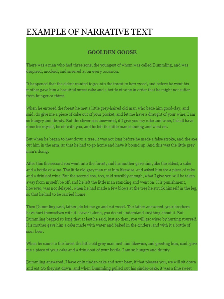 Example of Narrative Text | PDF | Duck | The Ugly Duckling