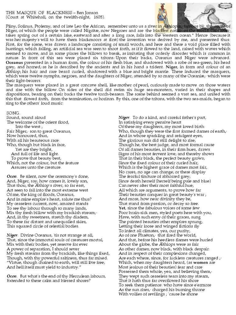 Ben Jonson The Masque of Blackness | PDF | Nature