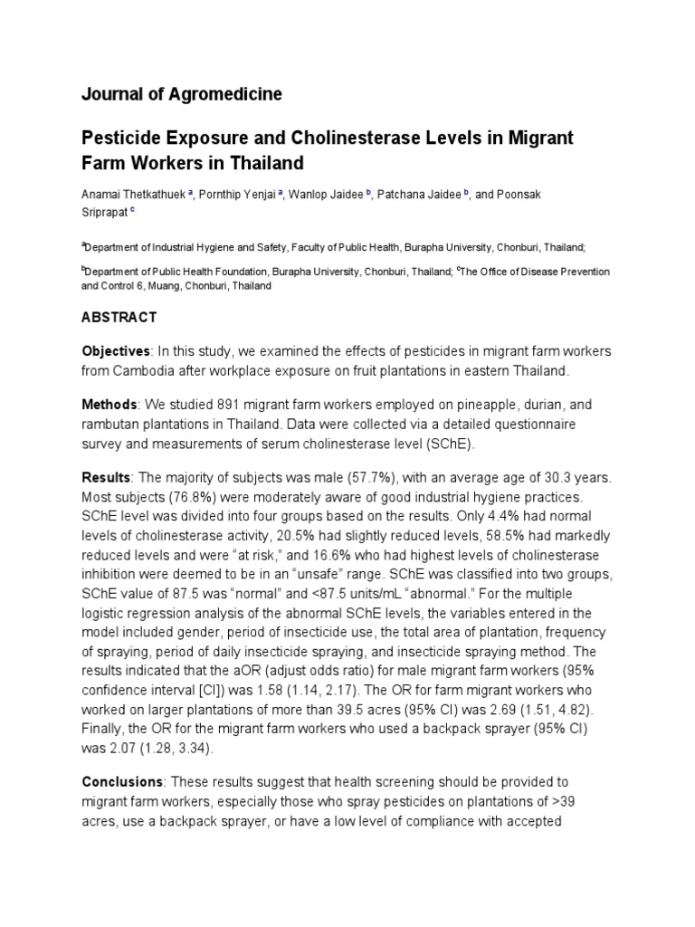 Journal of Agromedicine | PDF | Farmworker | Pesticide