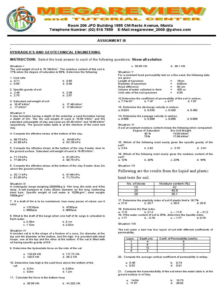 Assignment-Ii Geotech Hydraulics | PDF | Geotechnical Engineering | Soil