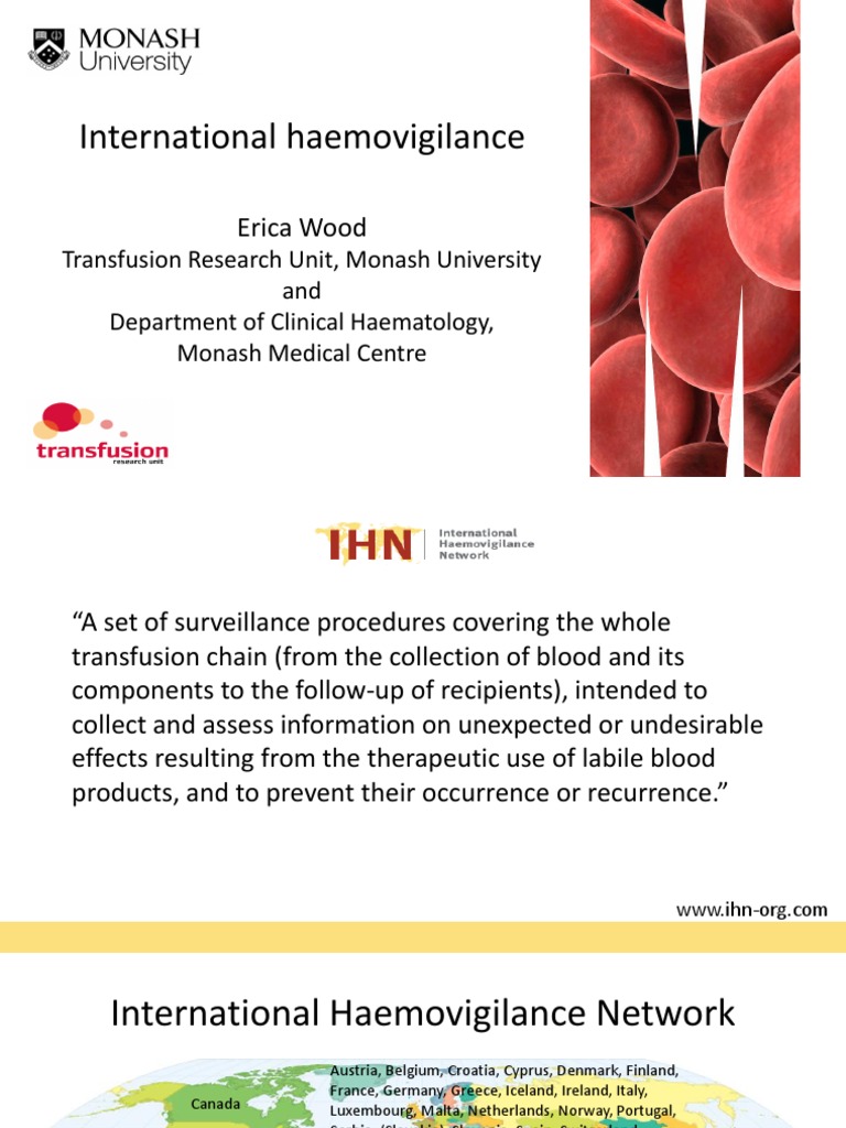 Prof Erica-Global Hemovigilance | PDF | Blood Transfusion | Blood Donation