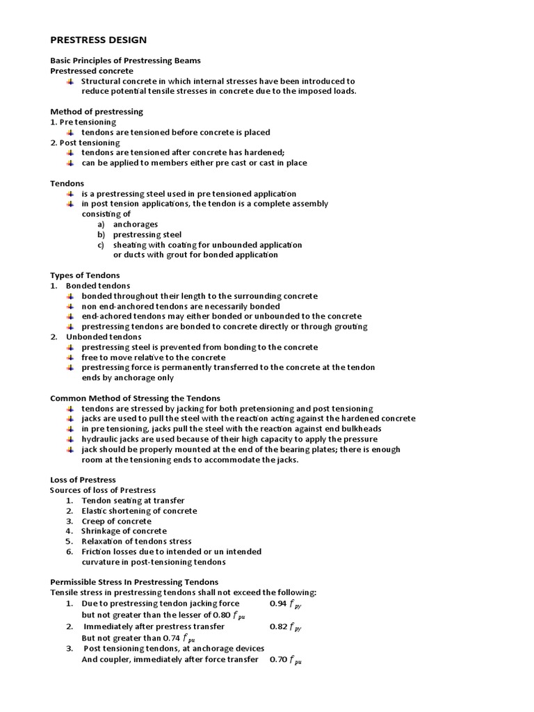 Prestress Design Basic Principles Of Prestressing Beams Prestressed