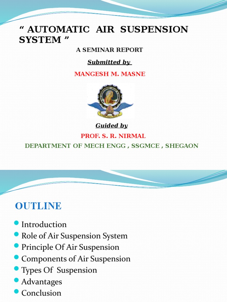 " Automatic Air Suspension System ": A Seminar Report | PDF | Vehicles ...