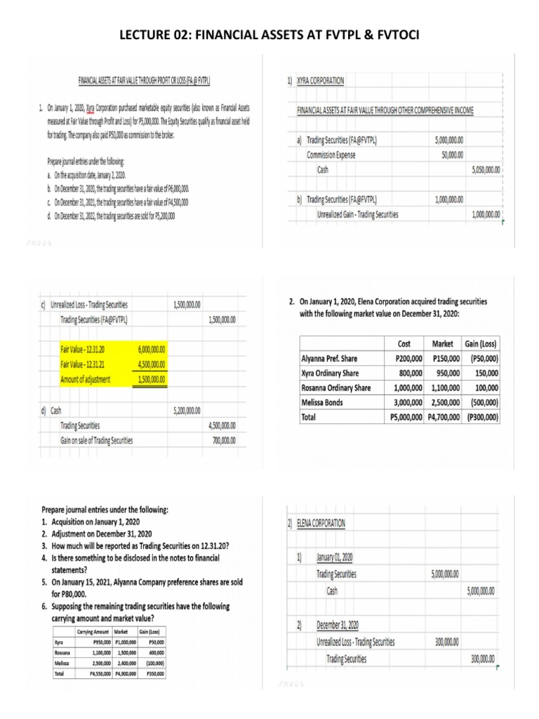 Lecture 02: Financial Assets at FVTPL & Fvtoci | PDF