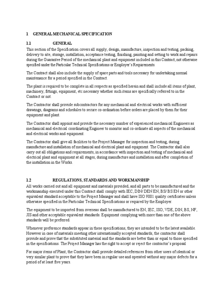 1 General Mechanical Specification 1.1 General | PDF | Paint ...