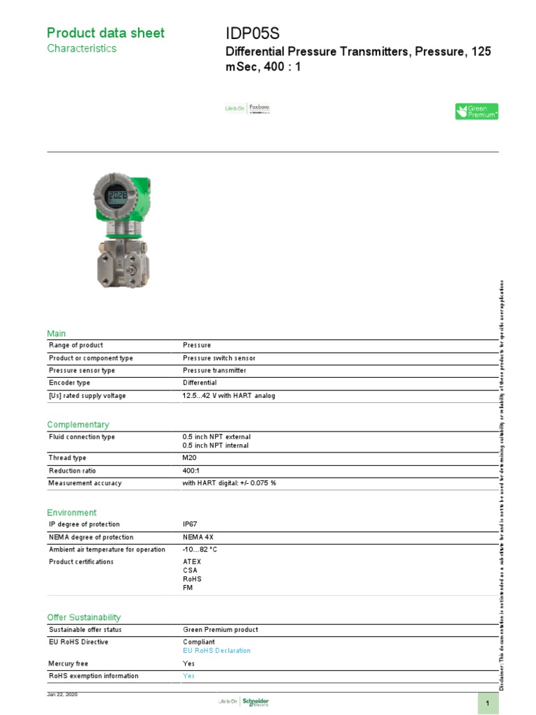 Differential Pressure Transmitter Data Sheet | PDF