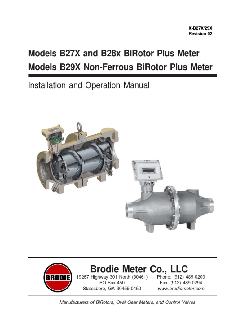 Models B27X and B28X Birotor Plus Meter Models B29X Non-Ferrous Birotor ...